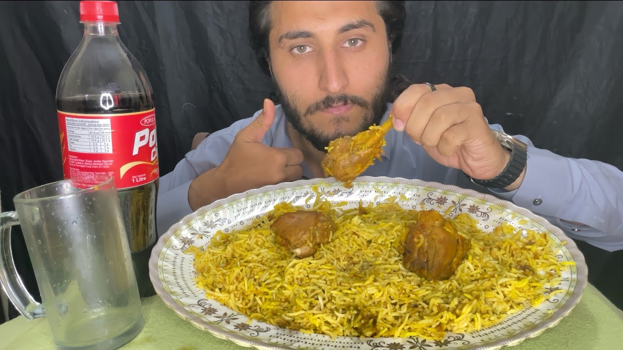 Extreme Eating Sounds Chicken Spicy Biryani with Cold Drink | ASMR Food ...