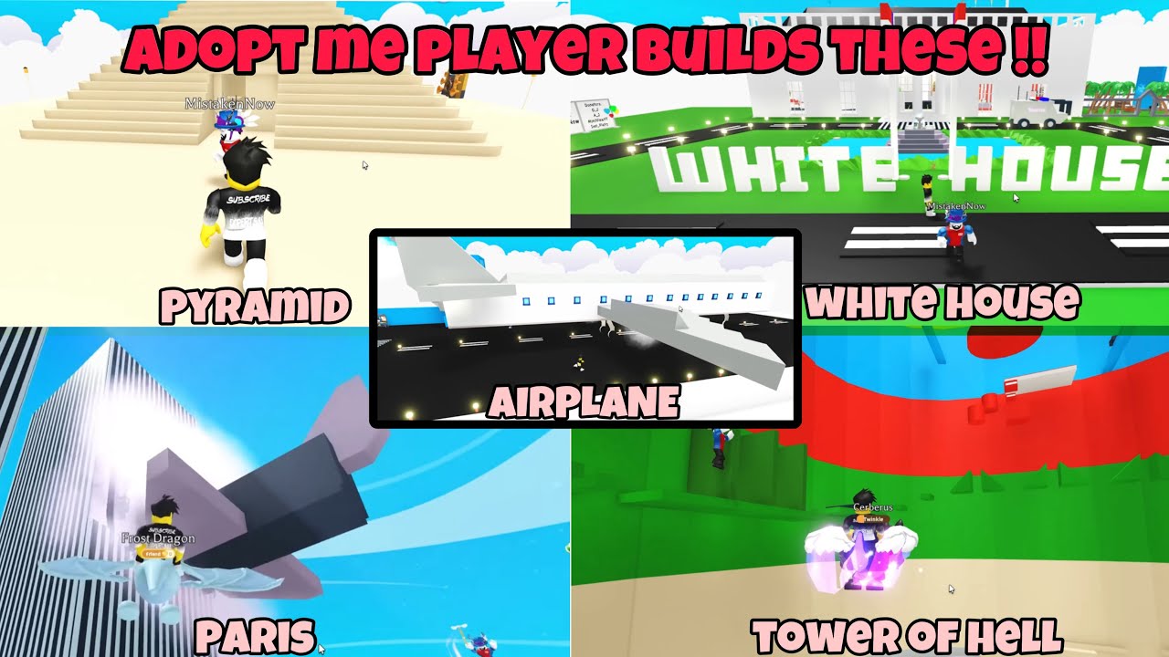 ADOPT ME PLAYER BUILDS TOWER OF HELL, AIRPLANE, PYRAMID, PARIS, TRAIN ...