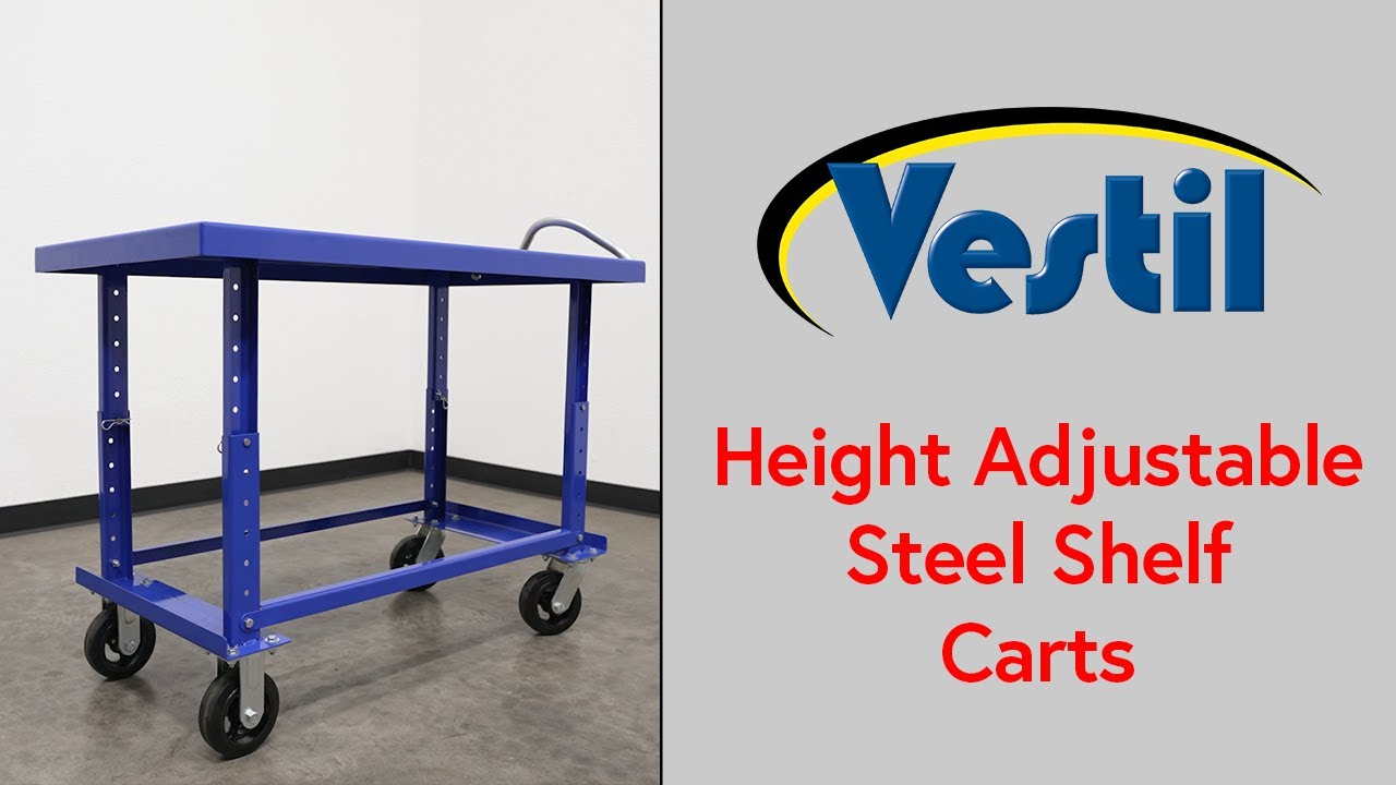 AHC Height Adjustable Steel Shelf Carts - YouTube