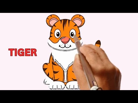 🐯 Fun Tiger Drawing, Painting, Writing, Coloring and Pronunciation Step ...