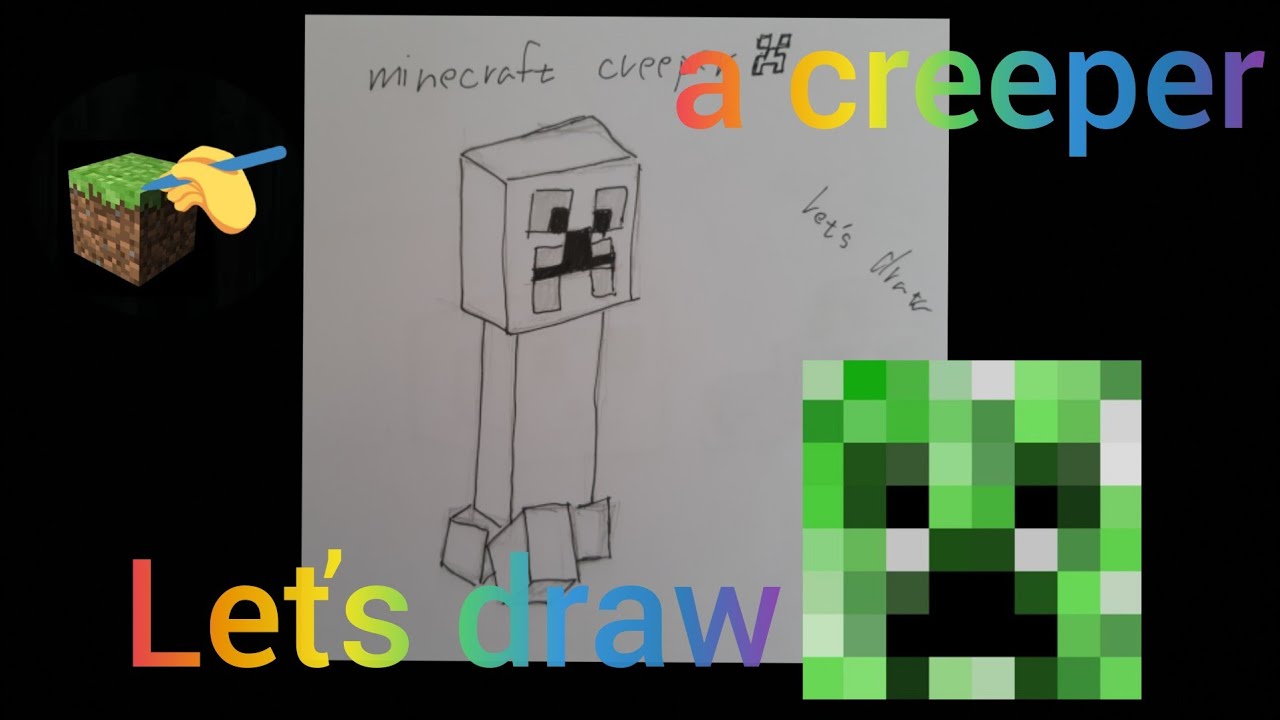 How to draw minecraft creeper - YouTube