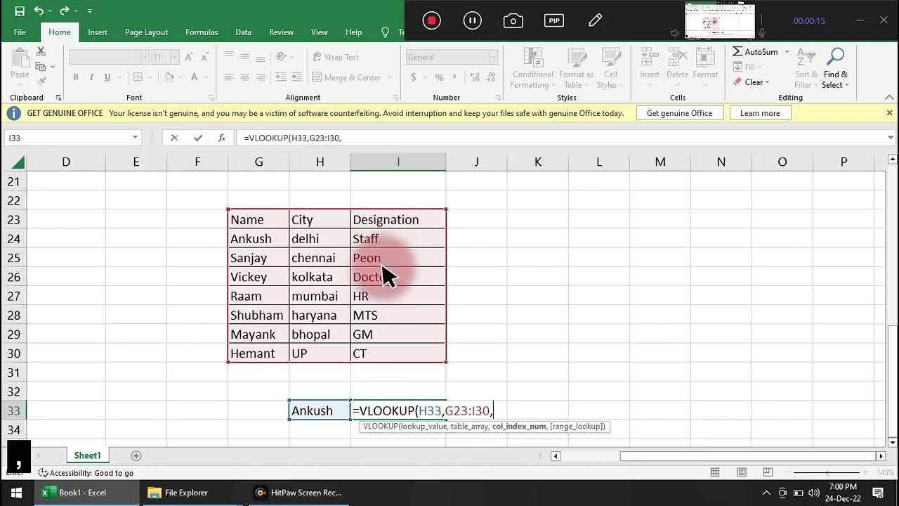 Vlookup Short Video || Anjni Computer Education || Excel Short Video 🔥 - YouTube