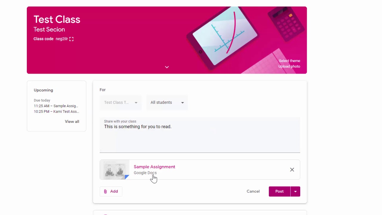 Sharing Google Drive Document in Google Classroom - YouTube