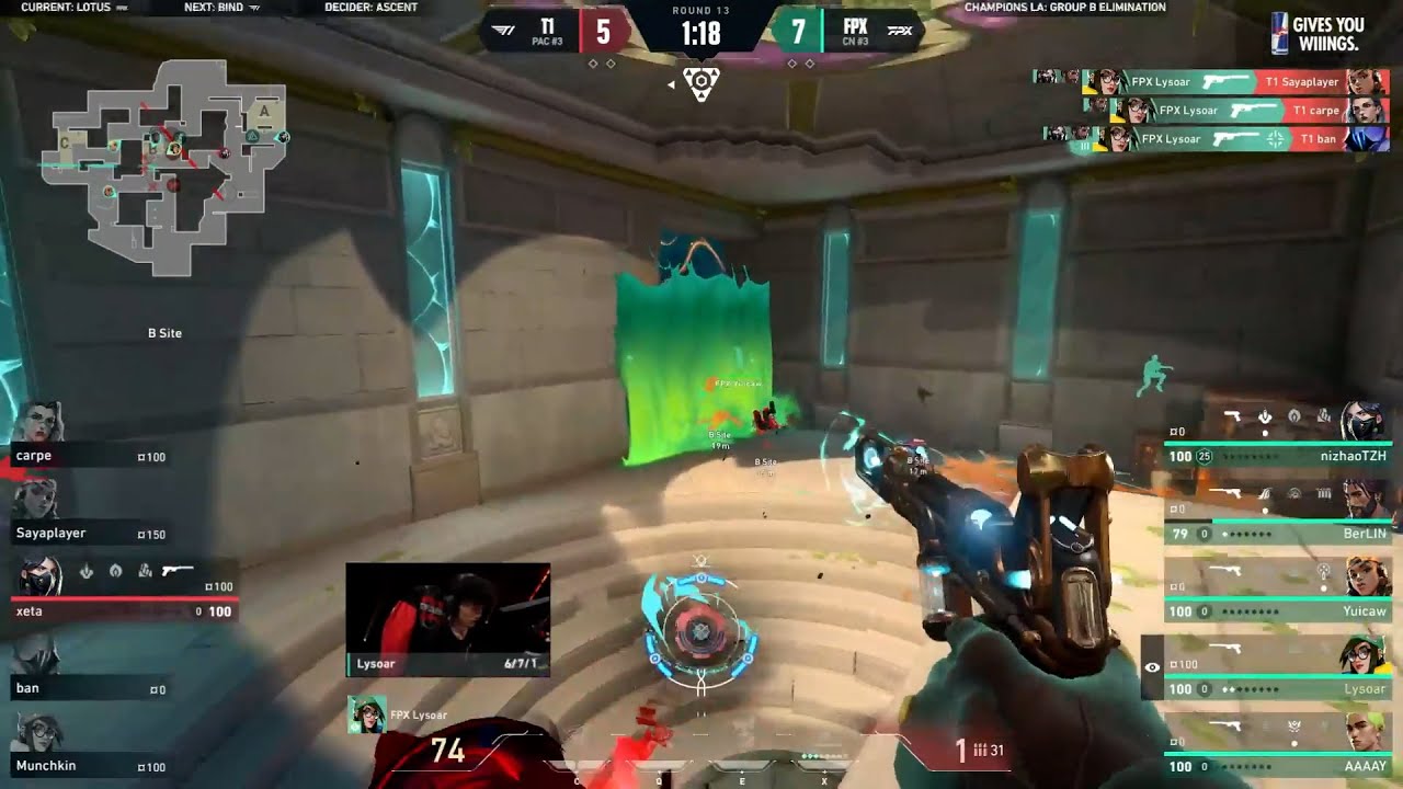 FPX Lysoar with the 4K on pistol round | VALORANT Champions 2023 - YouTube