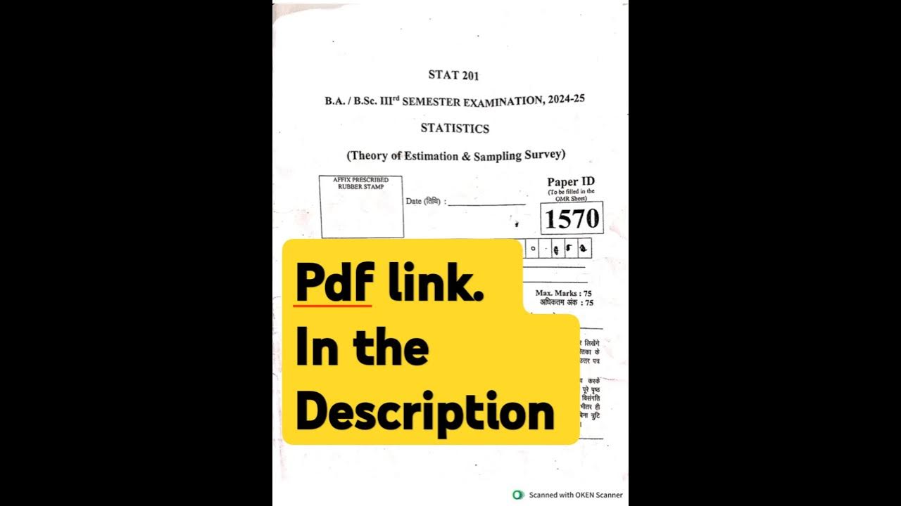 B.sc(maths) 3rd sem statistics (theory of estimation and sampling survey) #ddu #pyq - YouTube