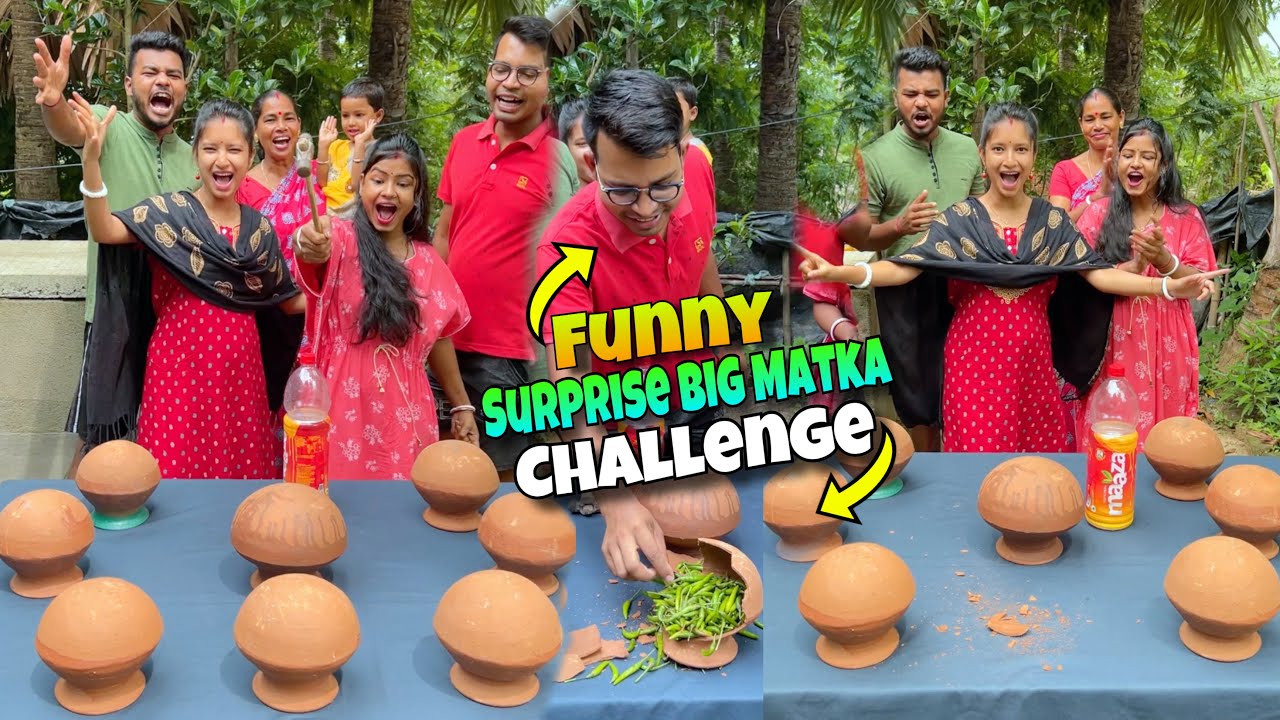 Surprise Big Matka Bottle Flip Funny Challenge With Family - YouTube