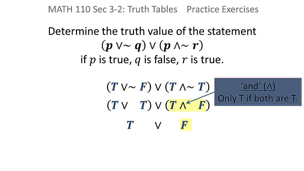 Logic Determine Truth Value Of A Statement YouTube