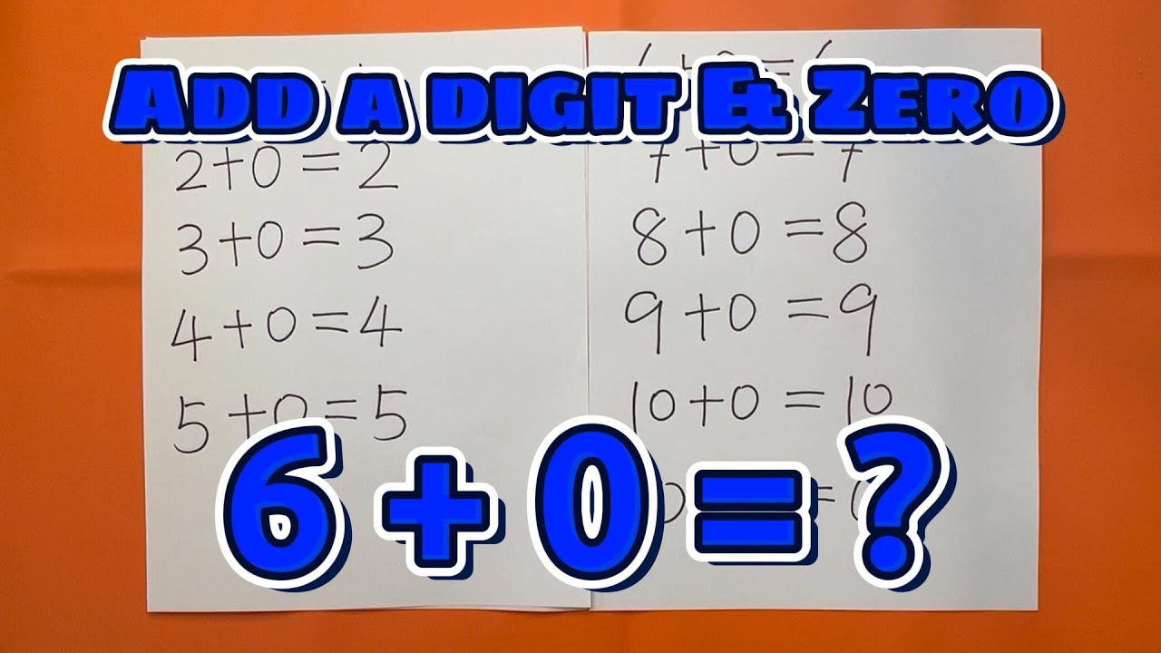Addition of One Digit and Zero. Kindergarten and First Grade Math ...