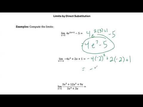 Video 1: Exam 1 Review Limits Direct Substitution Part 1 - YouTube