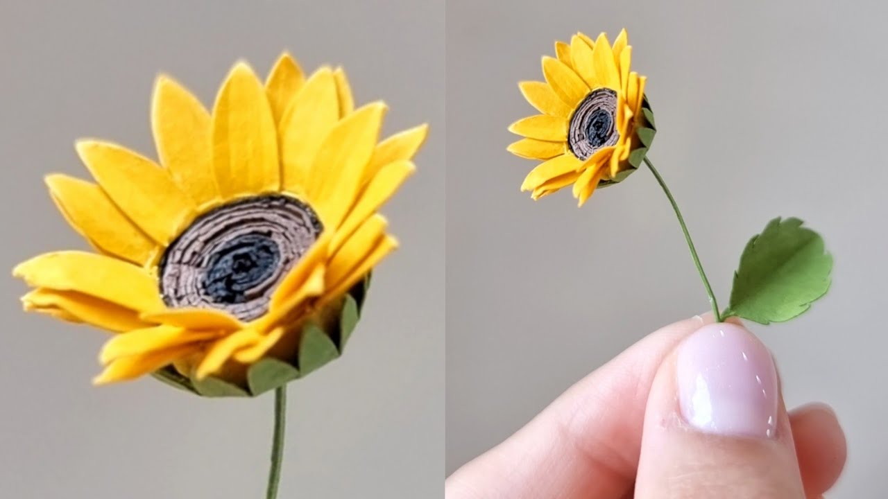 Miniature Paper Sunflower Tutorial | Easy DIY Gifts For Valentine's Day ...