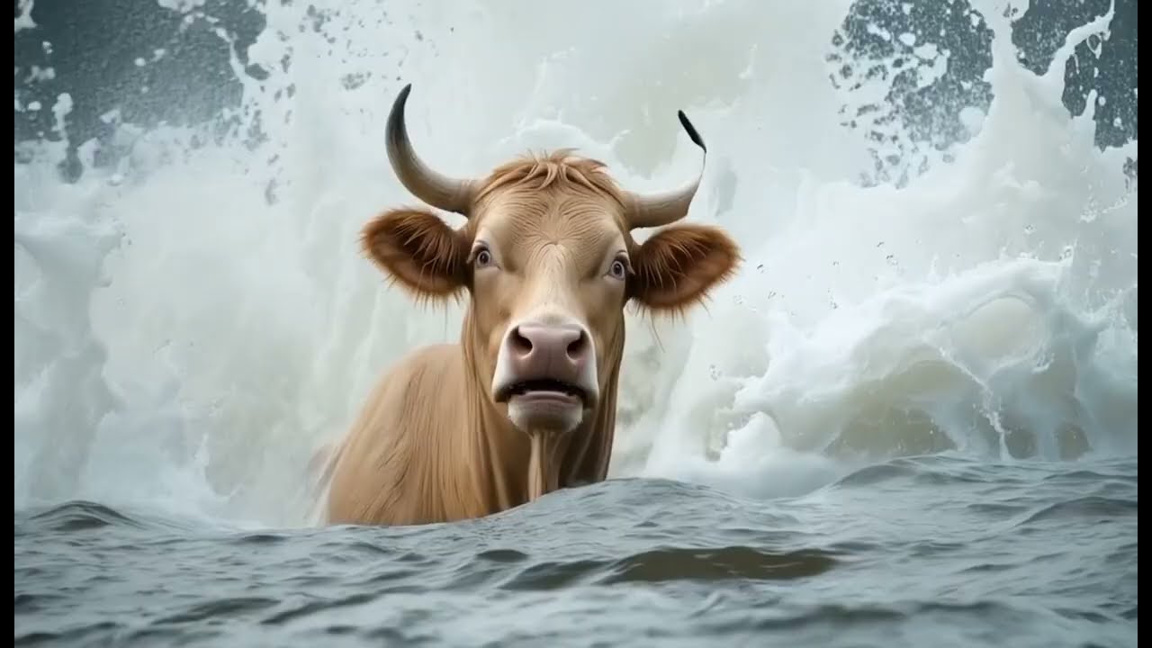 Cow in a Flash Flood Saving Cow Cow sound - YouTube