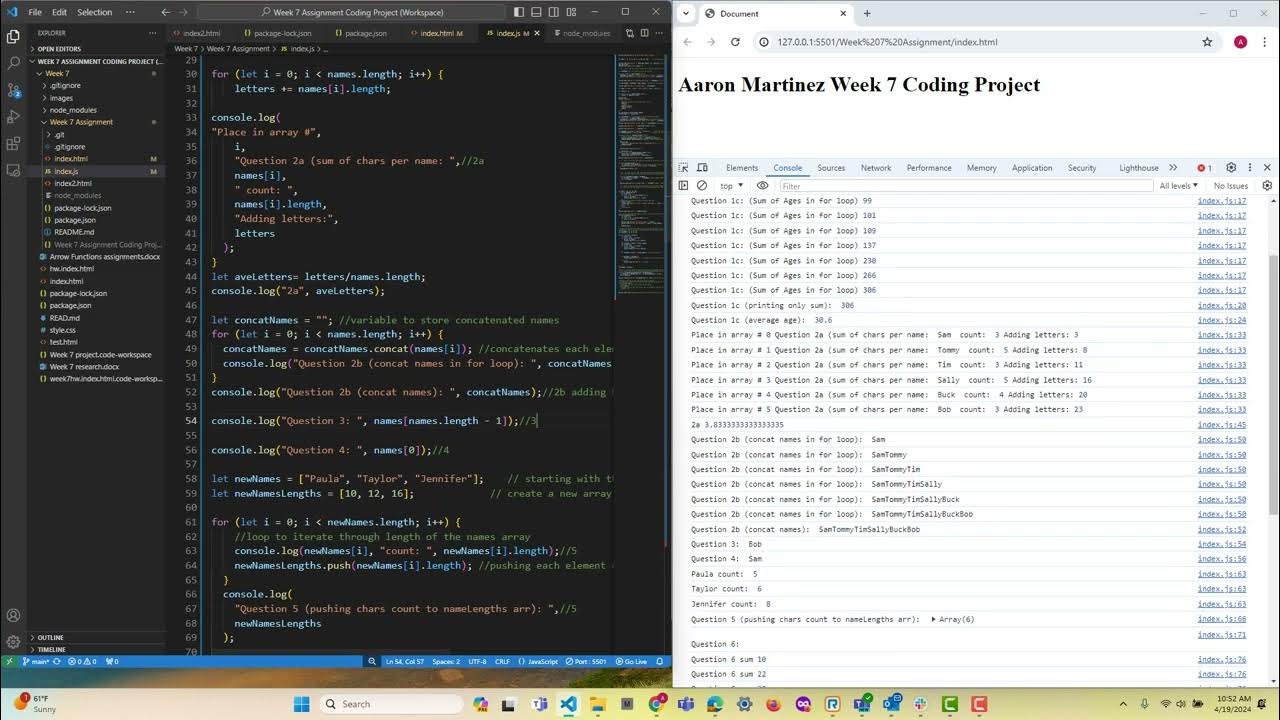 Week 7 Coding Project - YouTube