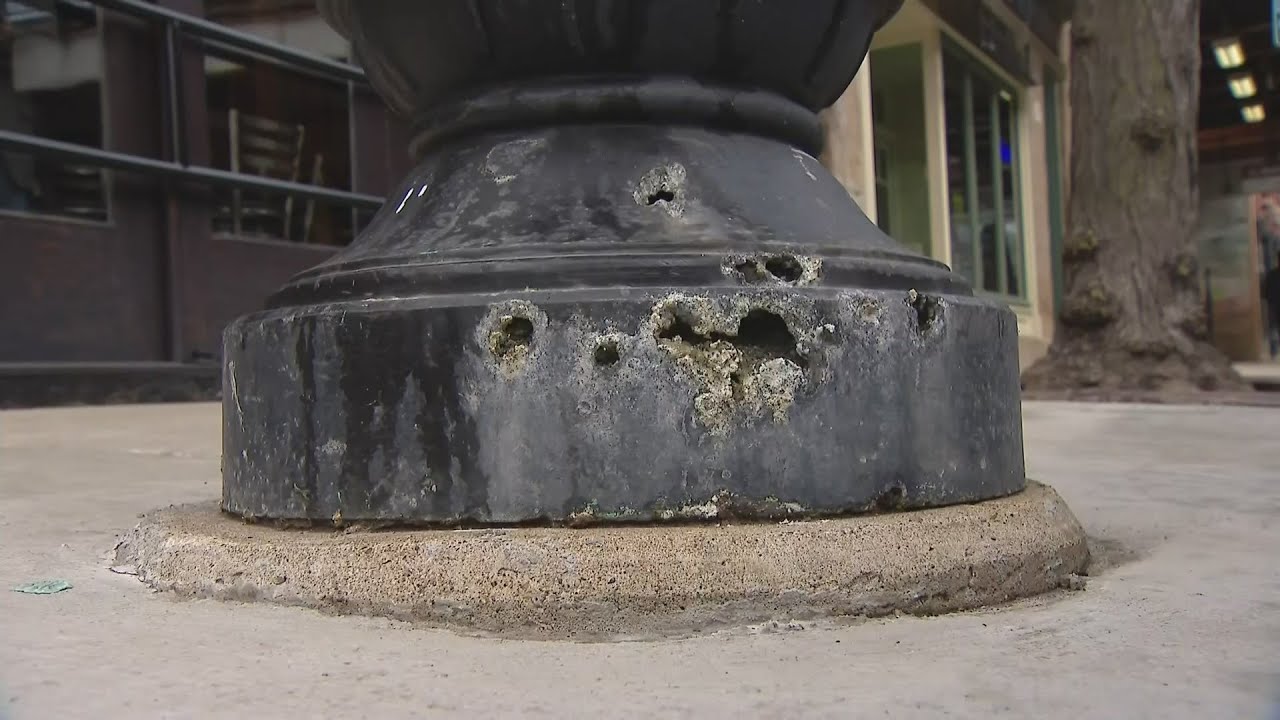 Business owners, residents concerned over rusty light poles - YouTube