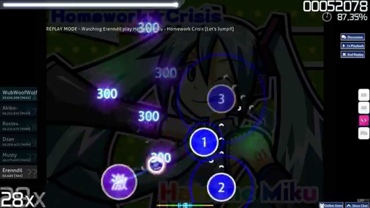 [osu!] Hatsnue Miku - Homework Crisis [0108 - Let's Jump!!] (fail ...