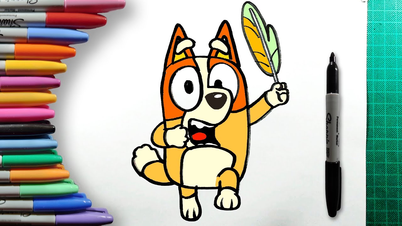 How to Color Bingo from Bluey Step by Step Easy Coloring Pages for Kids ...