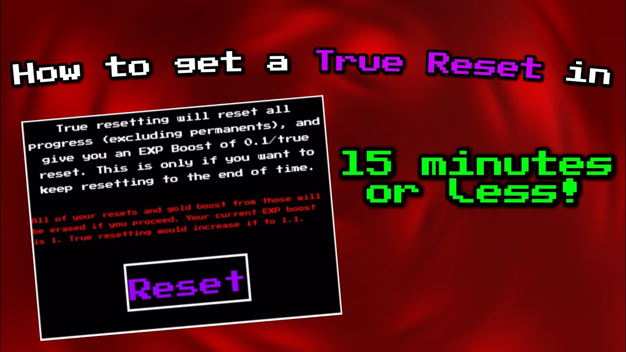 Some sort of UTMM Game - How to get a True Reset in 15 minutes or less ...