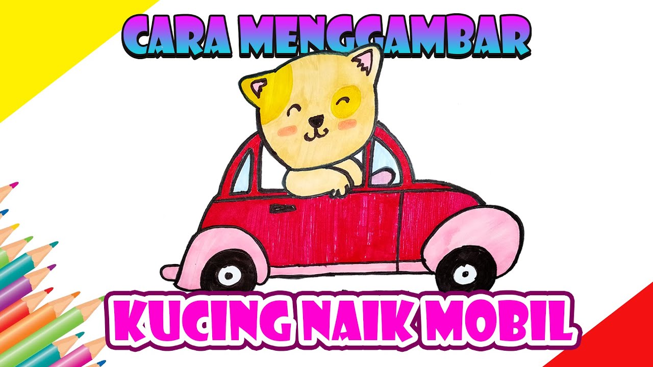 Cara menggambar KUCING naik MOBIL #kucinglucu - YouTube