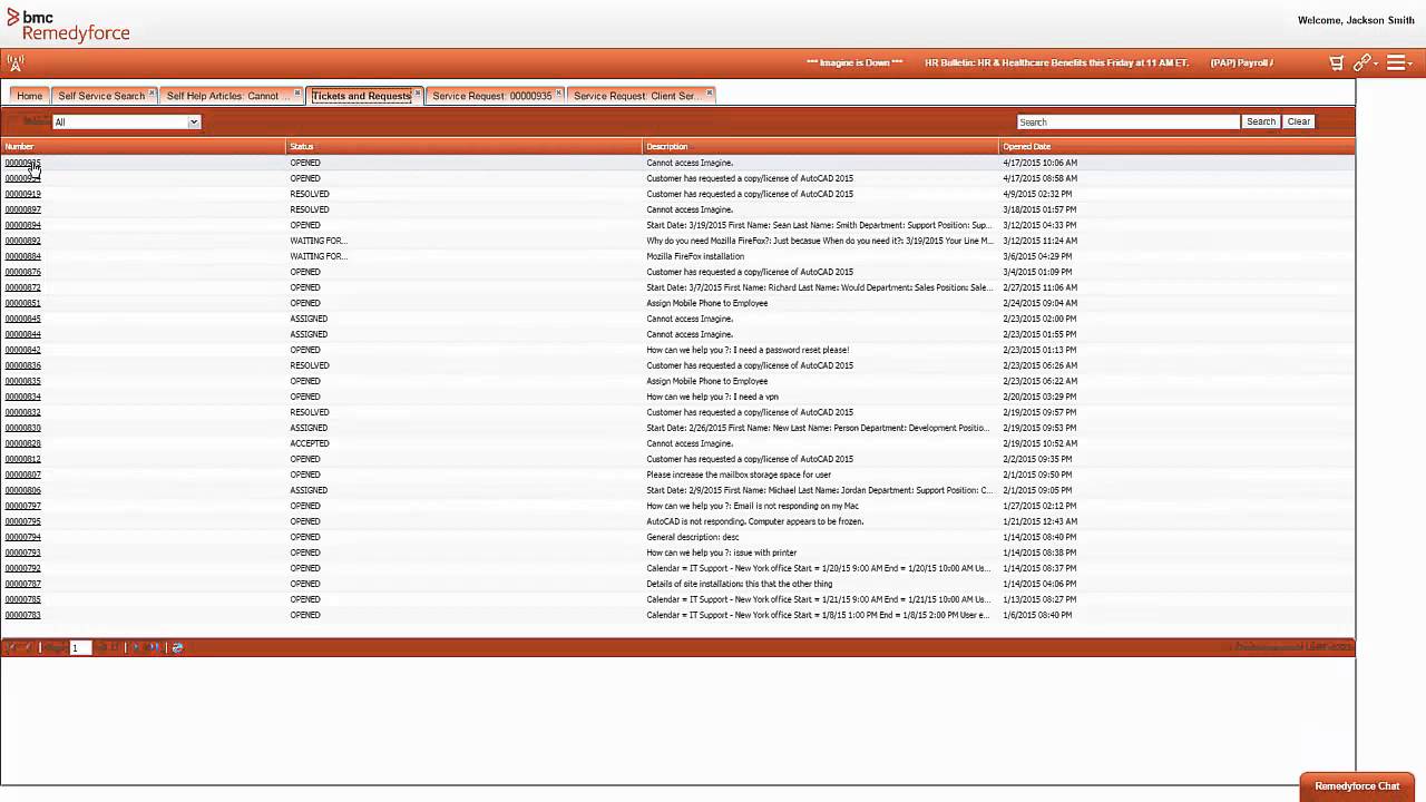 BMC Remedyforce – Self Service - YouTube