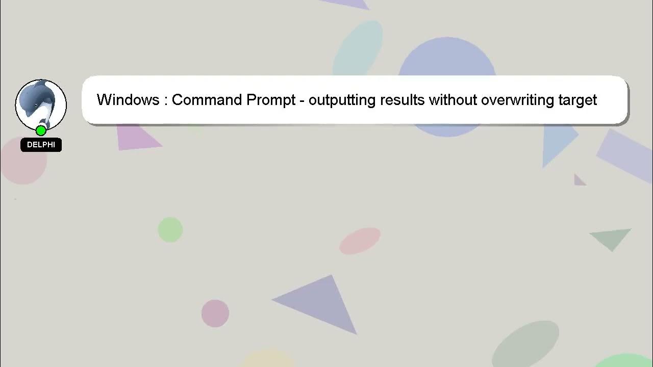 Windows Command Prompt Outputting Results Without Overwriting Target File Youtube