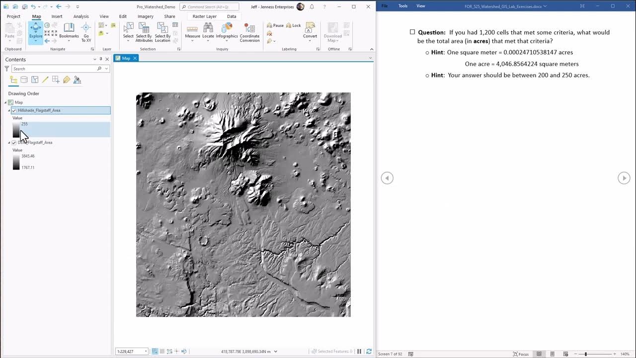 Hydrology in ArcGIS Pro, Lab Exercise 1: Calculating Areas from Raster Datasets - YouTube