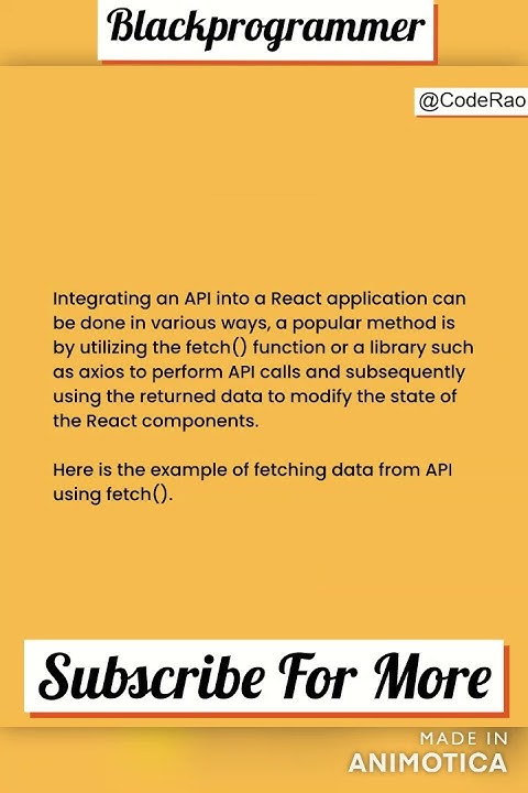 How to Integrate Rest Api in React - YouTube