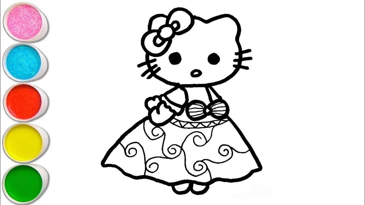 Hello Kitty Dress Drawing, Painting & Coloring For Kids, Toddlers_How ...