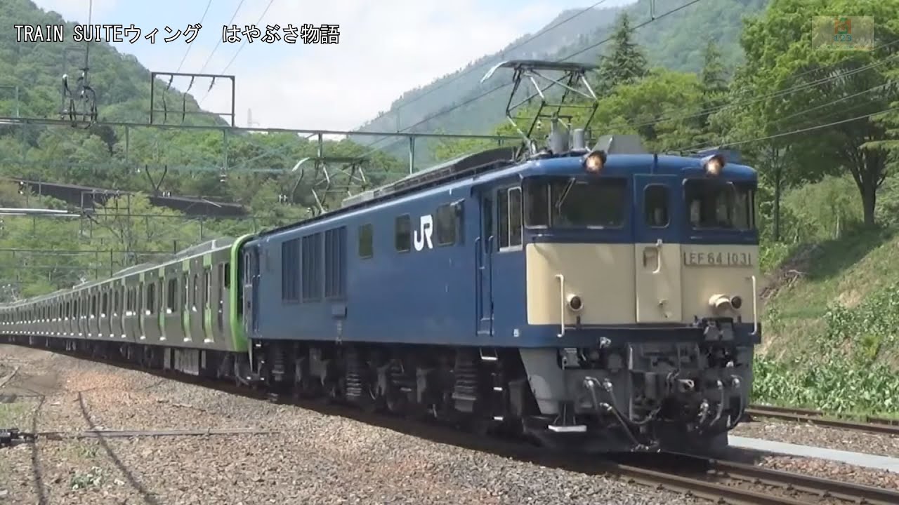 新津配給EF64-1031+E235系ﾄｳ04編成11両全新造車土合駅水上方面【はやぶさ物語】 - YouTube