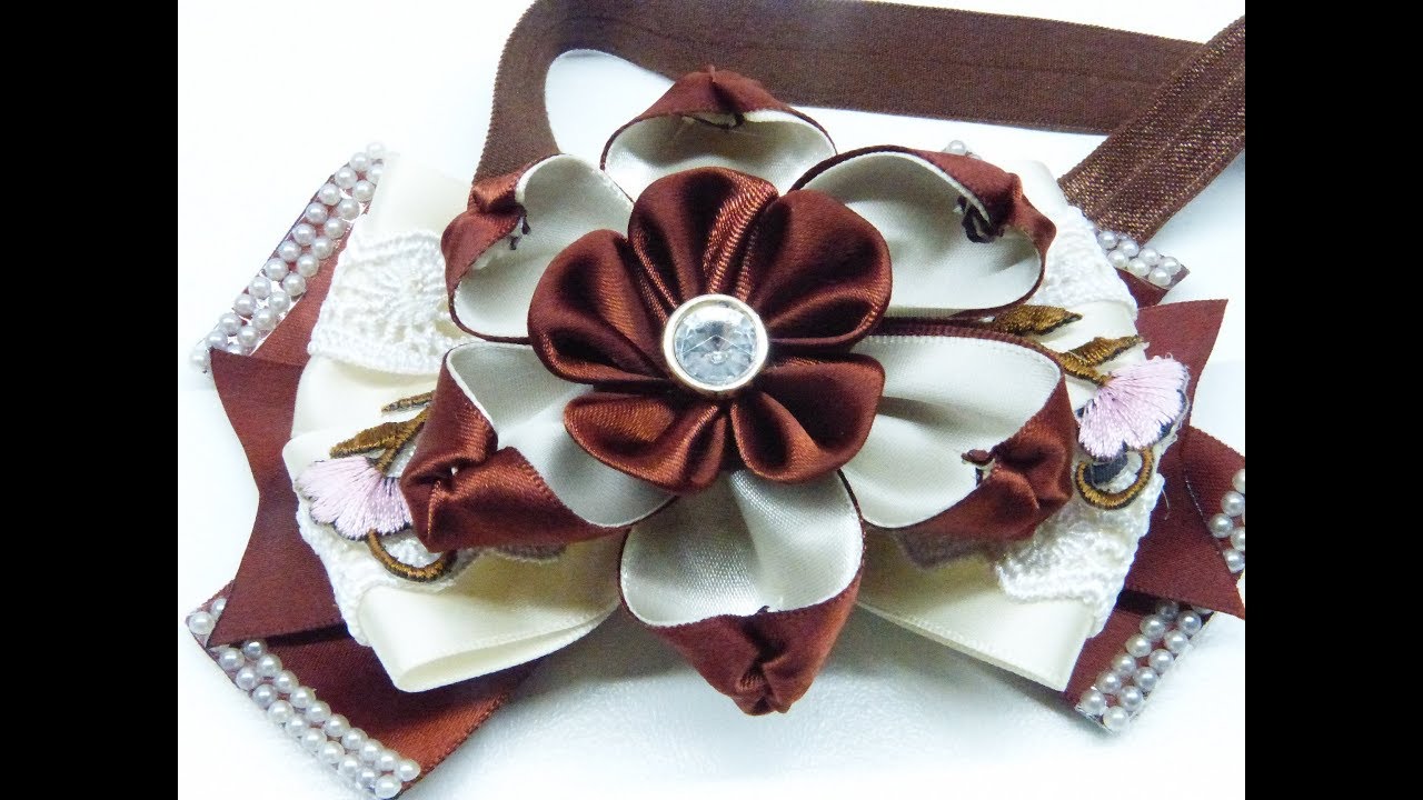 Tutorial de Una bella y Fácil Flor de listón, How to make flowers ...