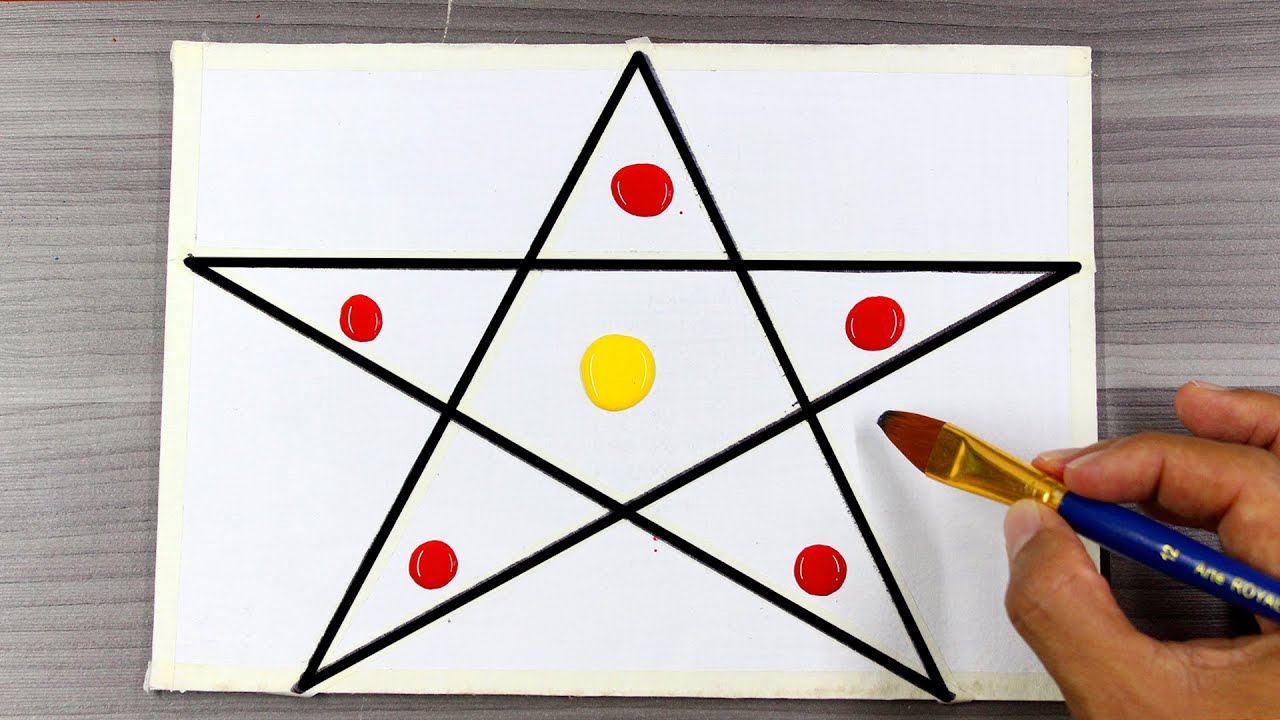 🟢 Star Acrylic painting starfall abstract using masking tape acrilic ...