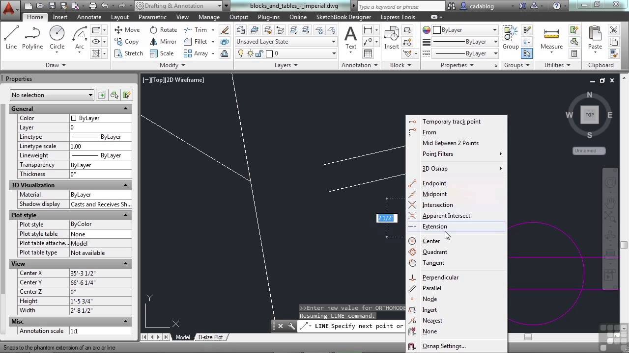 AutoCAD Training 0802 OSNAP Part 2 - YouTube