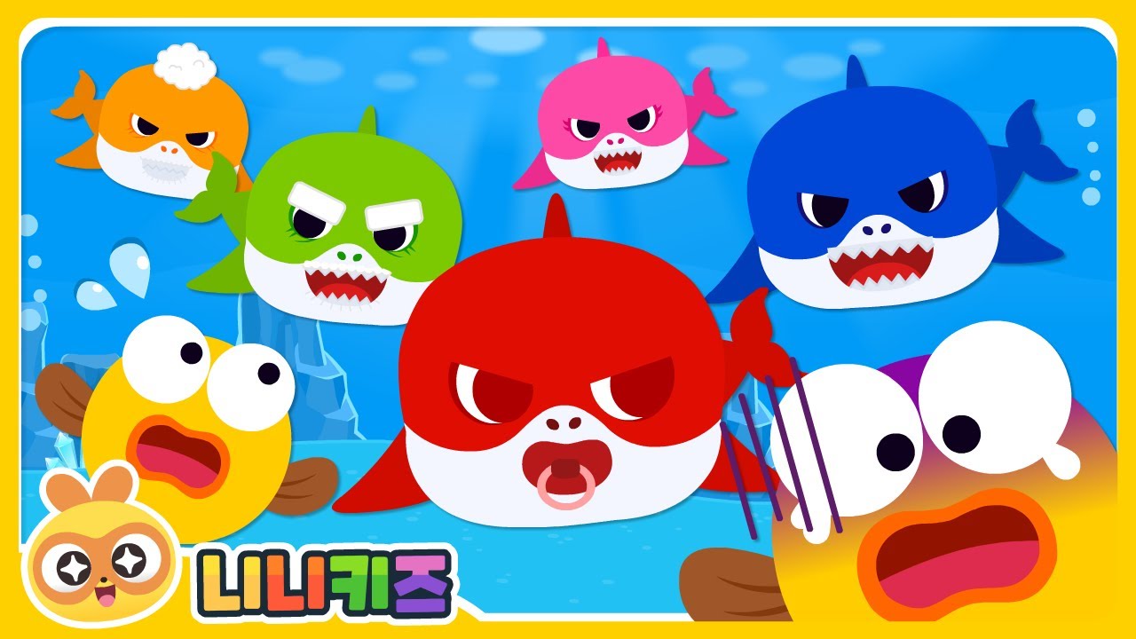 [영어] 상어가족이 물고기를 사냥해요! | 아기상어 | 가족 소개 | 단어 놀이 | 니니키즈 NINIkids - YouTube