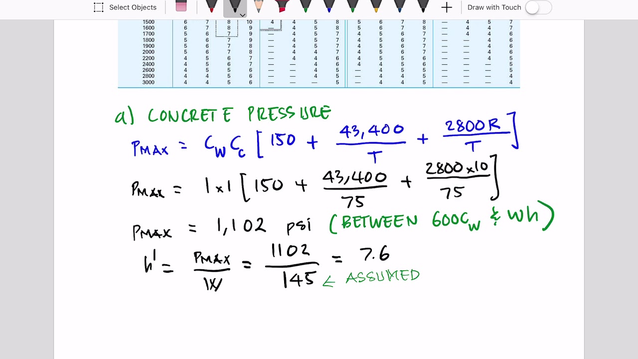 Lesson 19B - Problem 1 with Formwork Design with Tables - YouTube