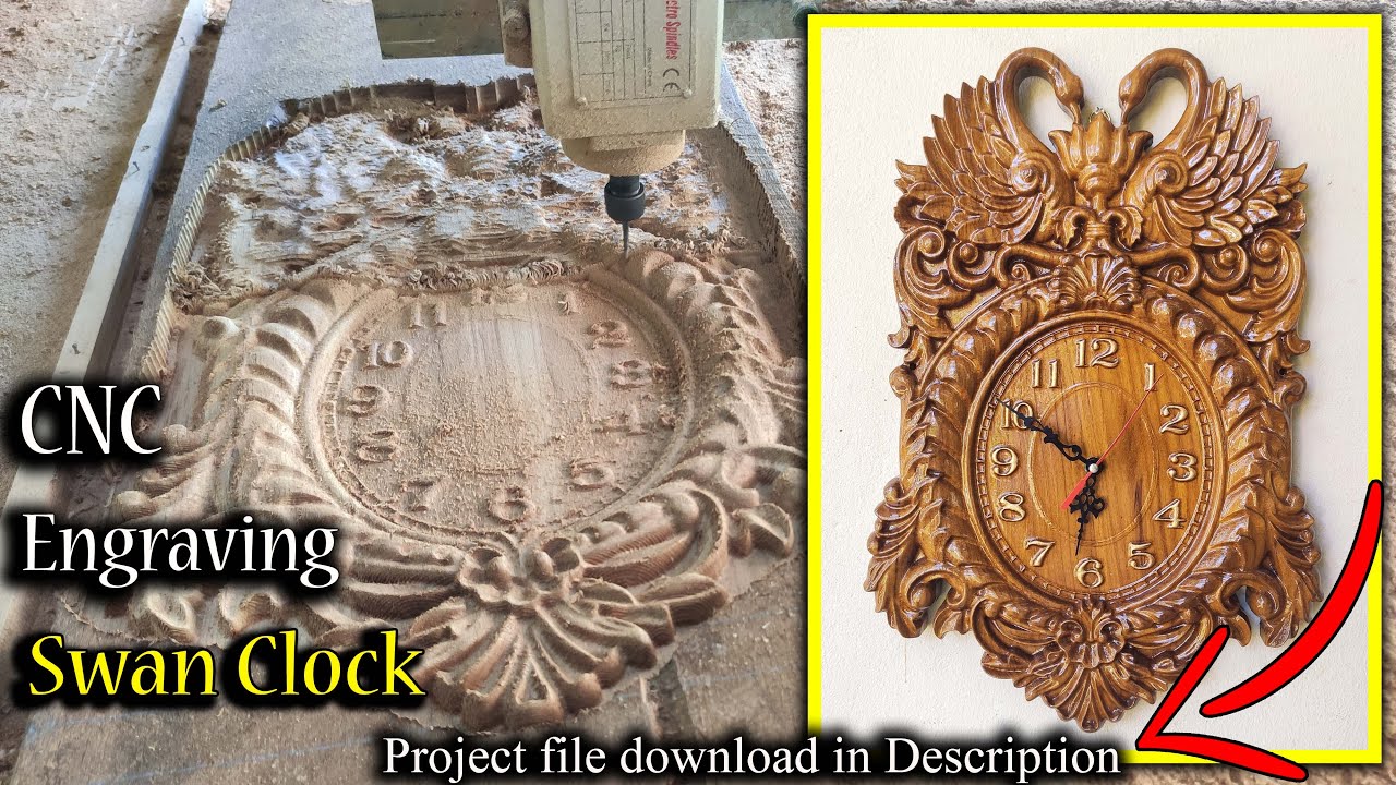 Engraving 2 Swan clock CNC // Woodworking project - YouTube