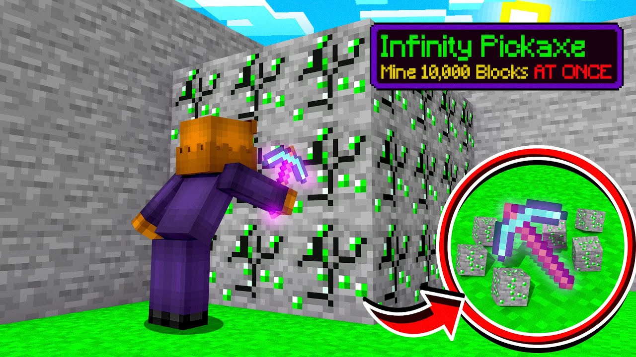 This INFINITY PICKAXE Mines For You in Minecraft - YouTube