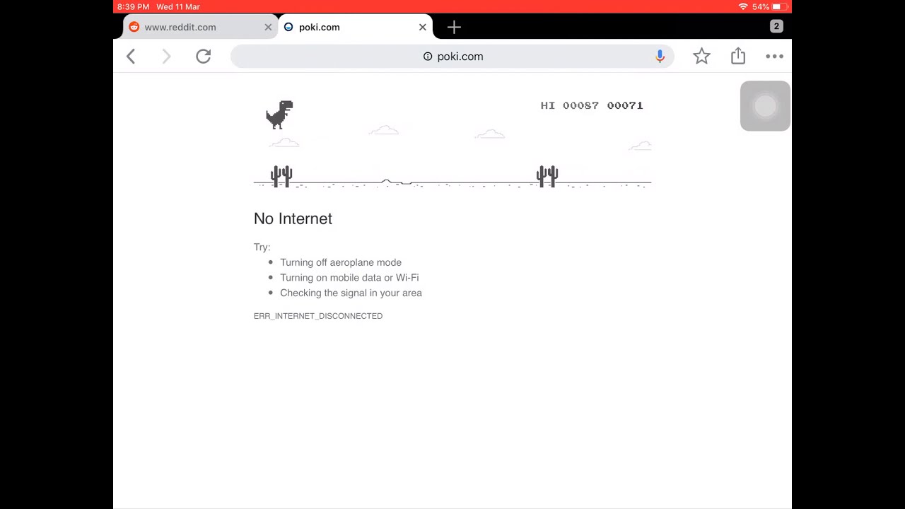 Chrome Dyno game offline - YouTube