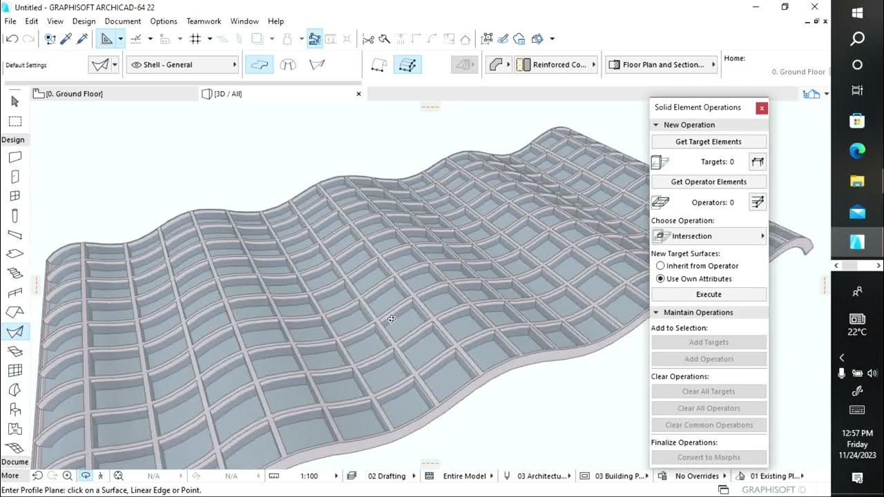 ARCHICAD 22 HOW TO USE SHELL TOOL AND CURTAIN WALL DESIGNS - YouTube