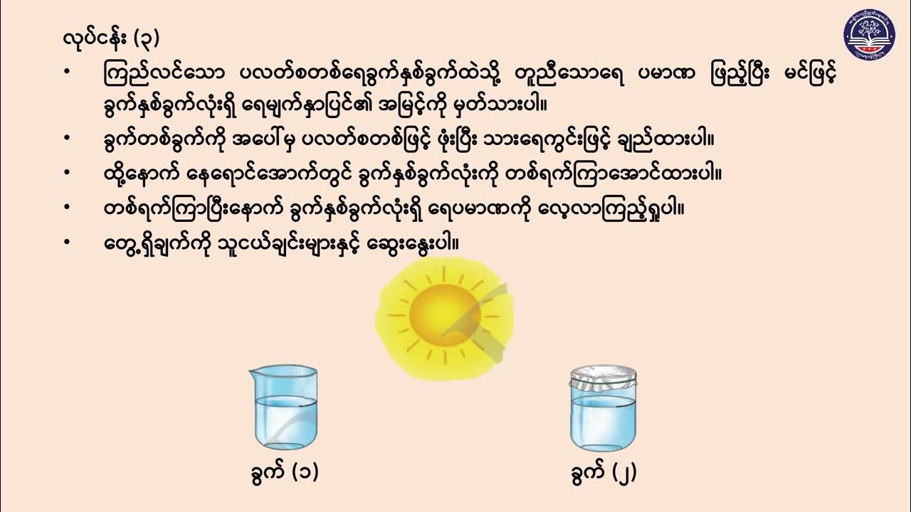 Grade 4 သိပ္ပံ၊ အခန်း ၉ ရေသံသရာလည်ခြင်း၊ အပိုင်း ၁ Youtube