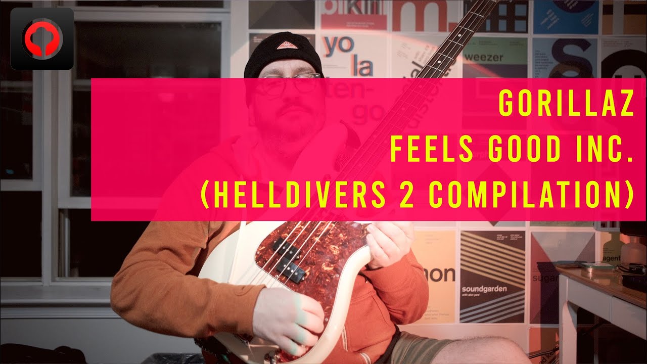 Gorillaz - Feels Good Inc. (bass cover with Helldivers 2 compilation) - YouTube