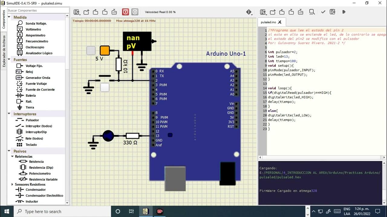 I/O with Arduino Uno and SimulIDE - YouTube