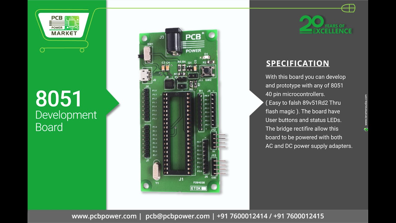 PCB Power Market - 8051 Development Board - YouTube