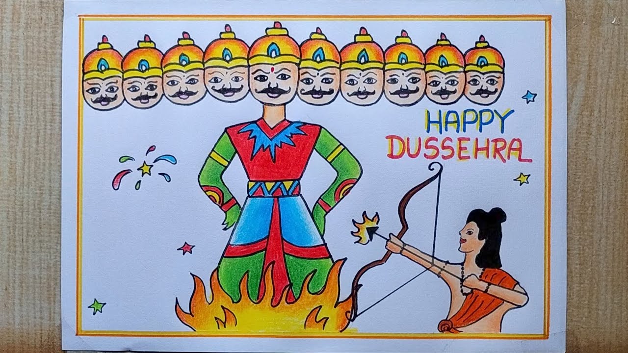 Dussehra drawing easy| How to Draw Ravan step by step| Ravan drawing ...
