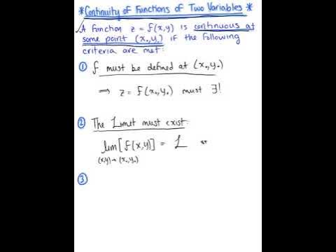 Continuity of Functions of Two Variables - YouTube