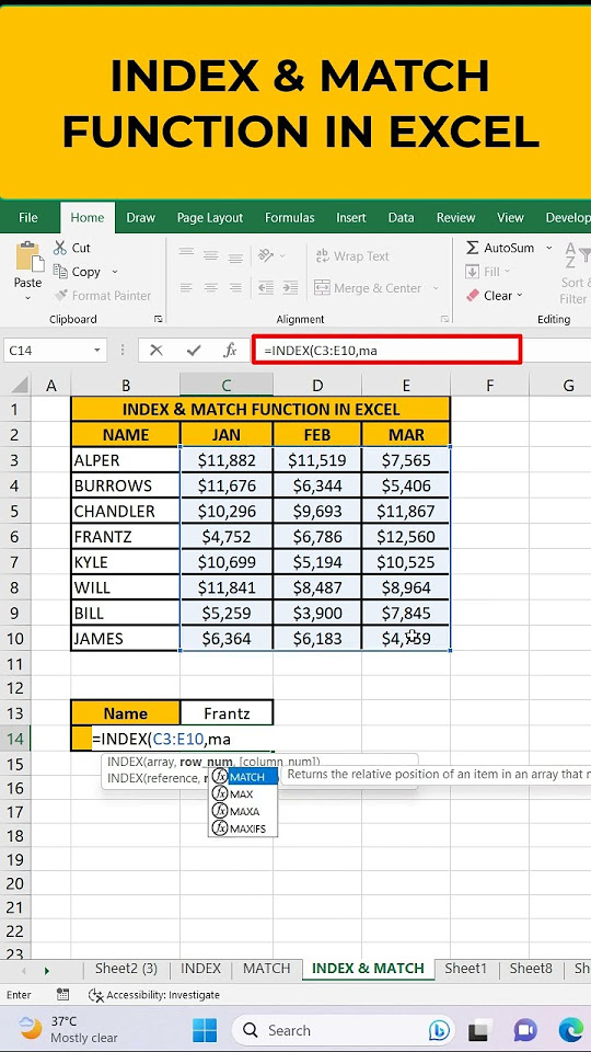 Index And Match Function In Excel Shorts Msexcel Microsoftexcel Exceltips Excel Exceltricks 