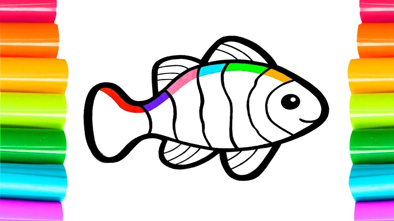 FISH Drawing Coloring | How To Draw fish #kids #drawing #art - YouTube