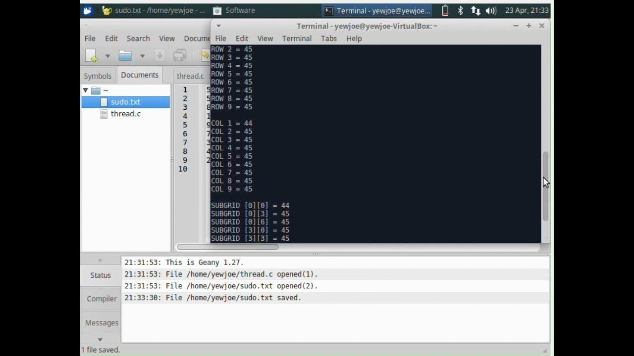 Recording Lab 4 OS Sudoku Solution Validator - YouTube