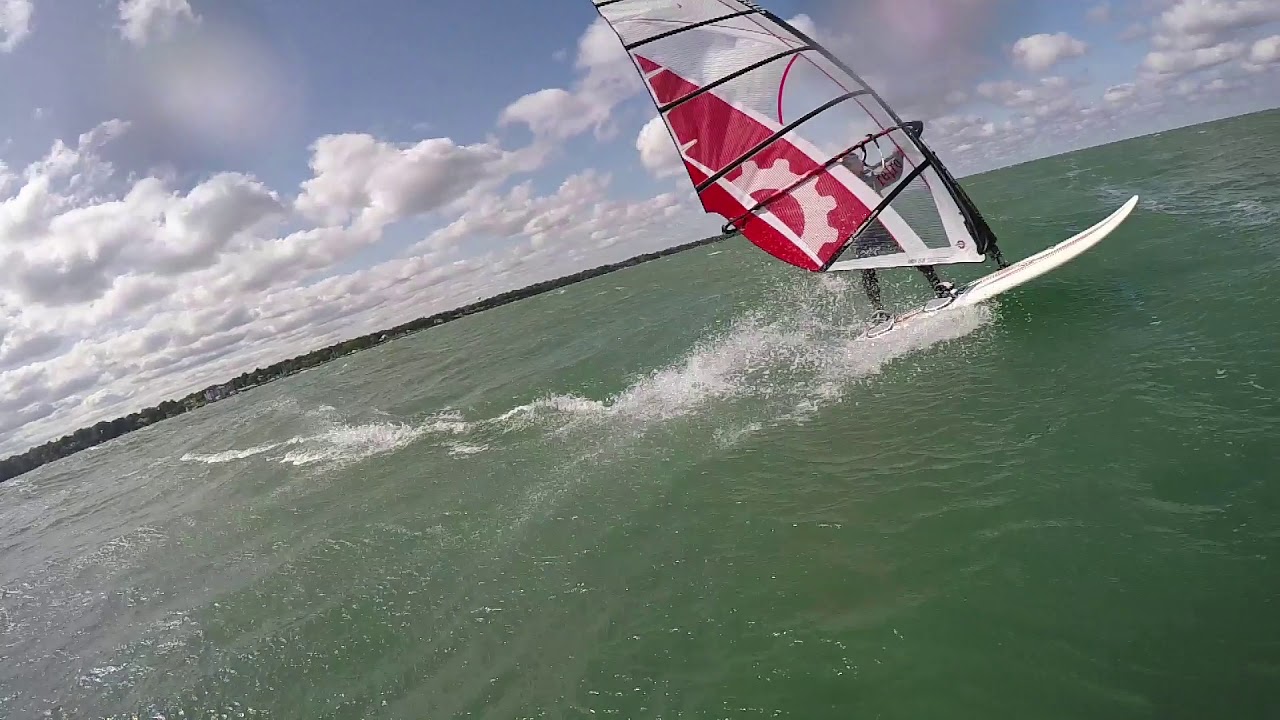 More slow motion video of windsurfing on Huron, Aug. 31, 2017. - YouTube
