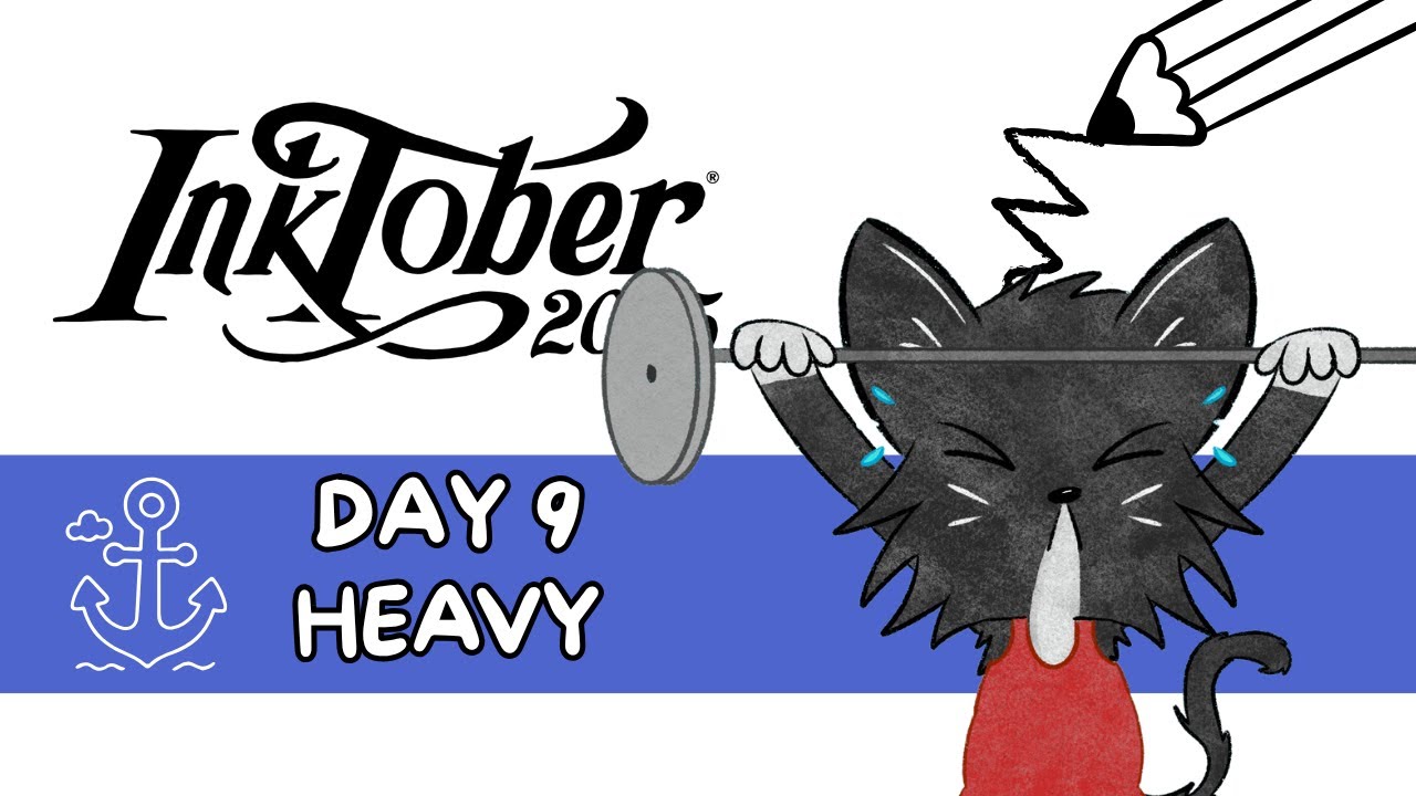 Inktober 2025 Day 9: Heavy | Cat Drawing in Procreate - YouTube