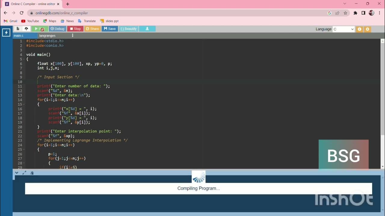 Lagrange Interpolation using C - YouTube
