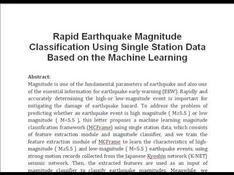Rapid Earthquake Magnitude Classification Using Single Station Data Based on the Machine ...