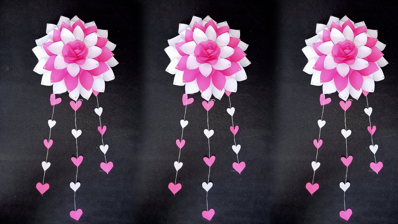 How to Make Wall Hanging Lotus Flower | DIY Paper Wall Hanging Easy ...